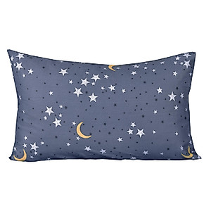Scientific Sleep Moon & Stars Boys Girls 100% Cotton 3 Pcs Twin Bed Sheet Set Kids Toddler Teen, Flat Sheet & Fitted Sheet & Pillowcase Kids Bedding Set