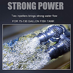 hygger Submersible Aquarium Powerhead 2000GPH Fish Tank Wavemaker Circulation Pump for Freshwater Saltwater, 360 Degree Rotatable Head Pump 16W