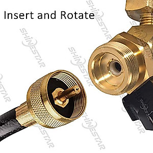 SHINESTAR 12ft and 5ft Propane Hose Extension for Distribution Tree, 1lb lp Hose Assembly with 1in x20 Female Throwaway Cylinder Thread x 1in x20 Male Thread - T and Y Connector