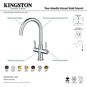 Kingston Brass LS8293DL Concord Vessel Faucet, Brushed Brass, 4.13 x 7.44 x 13.44