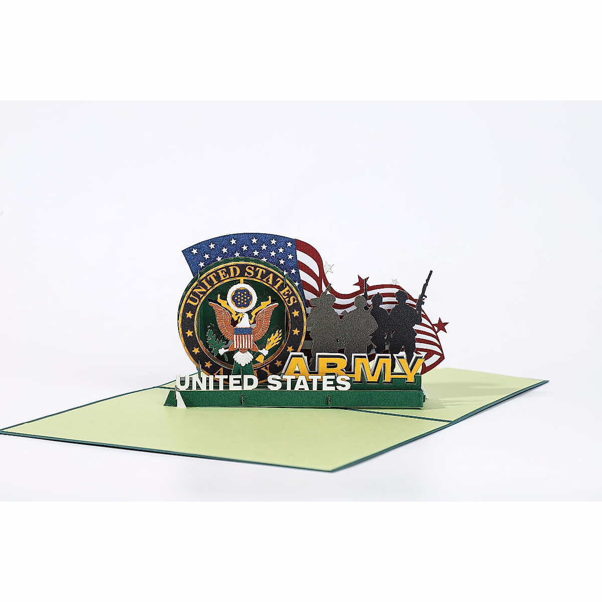 AIT PAPER ART 3D Birthday Gift Card, Patriotic Pop Up Greeting Cards with Notepaper, 8x6 inch Thank you Cards for Retirement, Anniversary, Congratulations, Husband, Dad