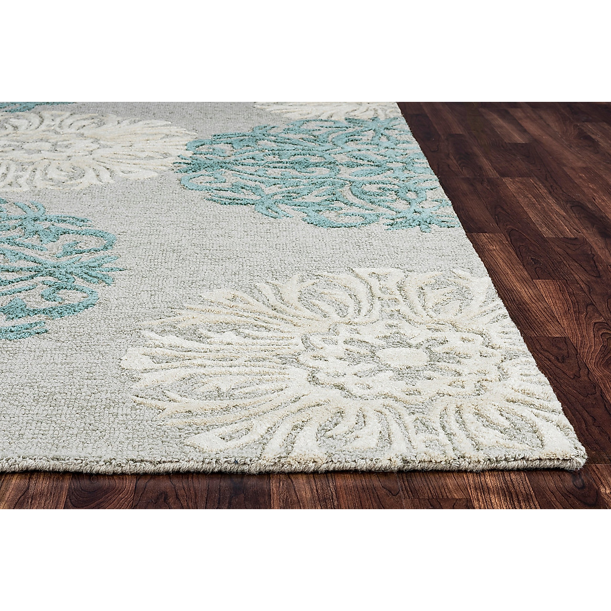 Rizzy Home | DI2241 | Dimensions Collection | Wool Area Rug | 8' x 10' | Blue/Gray/Rust/Blue Medallion