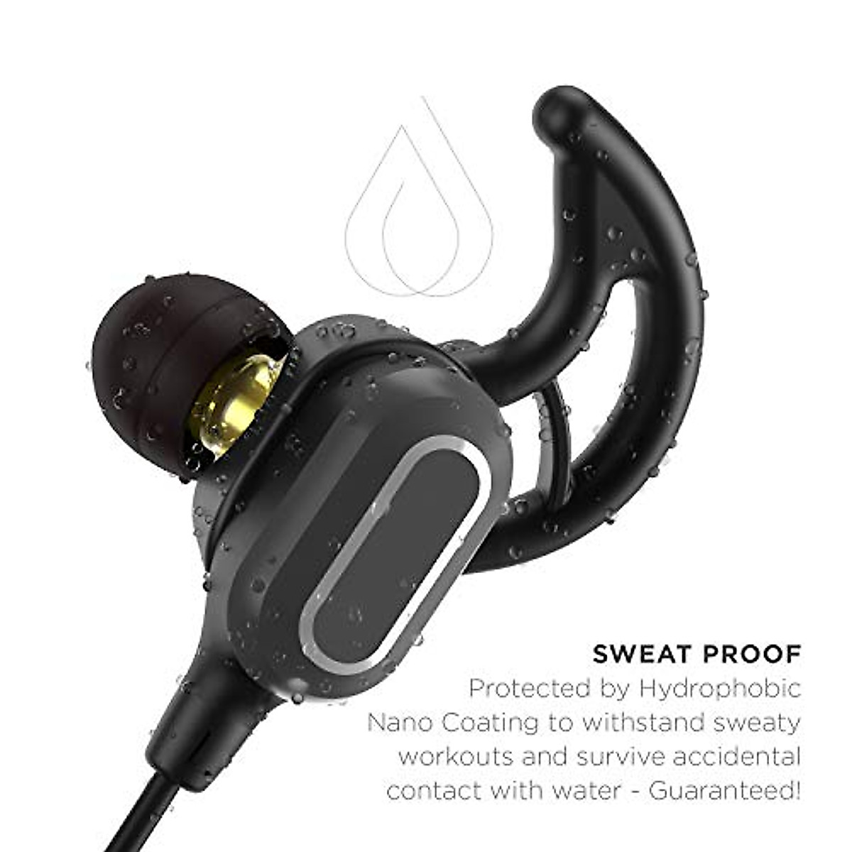 phaiser BHS-780 Bluetooth Headphones with Dual Graphene Driver, Bluetooth Sport Headset with Mic - Wireless Earbuds for Running - Sweatproof, Blackout