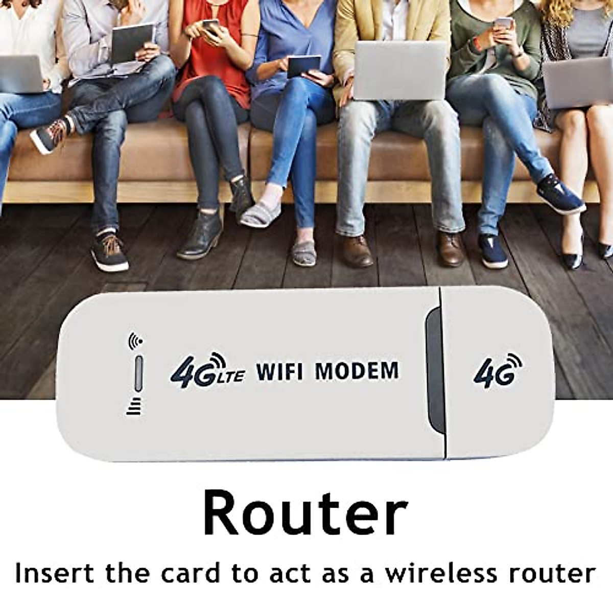 AZURAOKEY 4G LTE Wireless USB Dongle 150Mbps Modem Stick WiFi Adapter 4G Card Router with SIM Card Slot Car Hotspot Pocket Mobile WiFi (White)