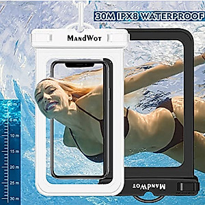 MandWot Waterproof Phone Pouch Face ID Unlock Support,Universal [8"] Cell Phone Case IPX8 Underwater-iPhone 14/13/Pro/Max/XS Galaxy S22+/S21/Note 20 Google,Beach Swimming Travel Vacation Essentials