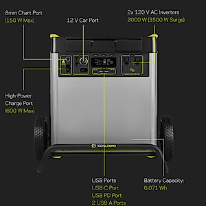 Goal Zero Yeti Portable Power Station - Yeti 6000X w/ 6,071 Watt Hours Battery Capacity, USB Ports, AC Inverter, 2 Boulder 200 Briefcase Solar Panels - Rechargeable Generator for Home, RVs, Work Sites