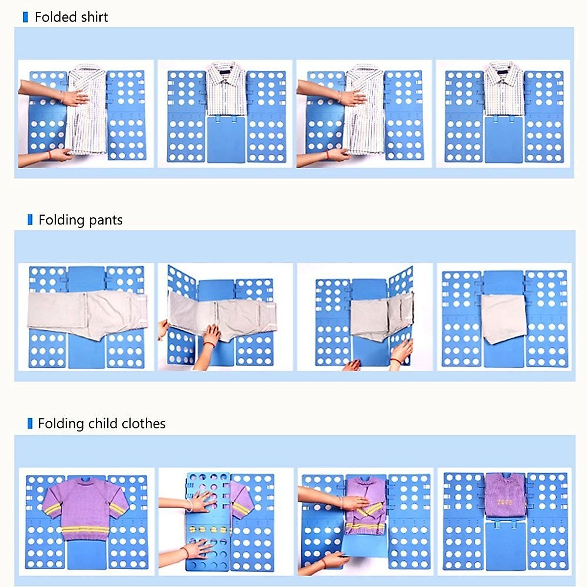 Shirt Folding Board Tshirt Folding Board t Shirt Folder Clothes Folding Board Plastic Laundry Folder Home Storage Tool for Adults and Children, Blue