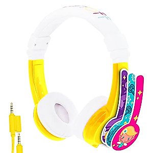 ONANOFF Explore Foldable, Volume-Limiting Kids Headphones, Built-in Microphone, BuddyCable, Perfect for iPad, iPhone, Fire, and Android, Yellow