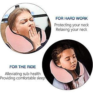 DYD Travel Pillow Memory Foam Neck Pillow for Airplane Washable Velour Cover Ergonomic Neck Support Pillow with Sleep Mask & Earplugs