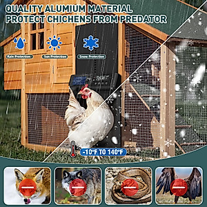 Profey Solar Powered Automatic Chicken Coop Door, LCD Display, 4 Modes, Waterproof, Aluminum Alloy, Remote Control, AA Battery Operated, 9.2x10.7x9.2 inches