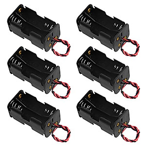 WMYCONGCONG 6 PCS 4 x 1.5V AA Battery Holder Case Box with Black Red Wire Leads