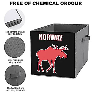 Norway Elk Canvas Collapsible Storage Bins Cube Organizer Baskets with Handles for Home Office Car