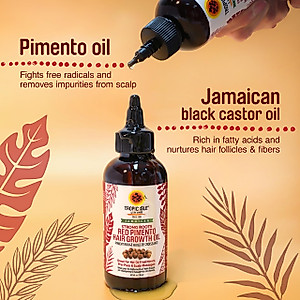 Tropical Isle Living Strong Roots Red Pimento Hair Growth Oil 4oz - Natural Moisturizing Treatment for Itchy, Dry Scalp and Promote Hair Growth, Prevent Dundruffs with Jamaican Black Castor Oil