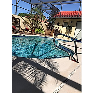 FibroPool Swimming Pool Hand Rail with Easy Mount Base Plate, Rust and Weather Proof Grab Rails for Pools and Spas, Small (Stainless Steel)