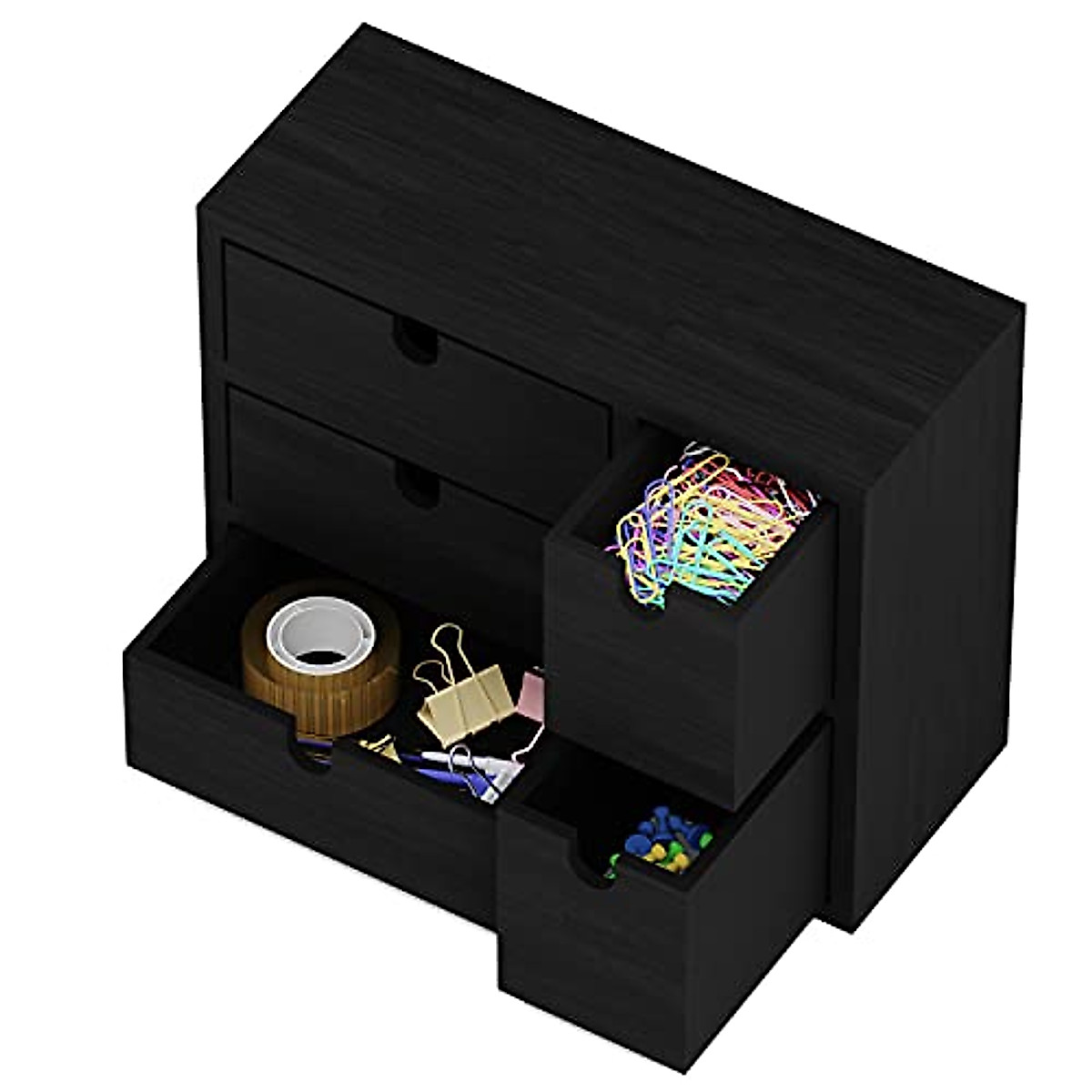 brightmaison BGT Capri Desk Organizer for Office Supplies, Sewing Kit & Jewelry Box, Decorative - Small Wooden Box DIY Project Black
