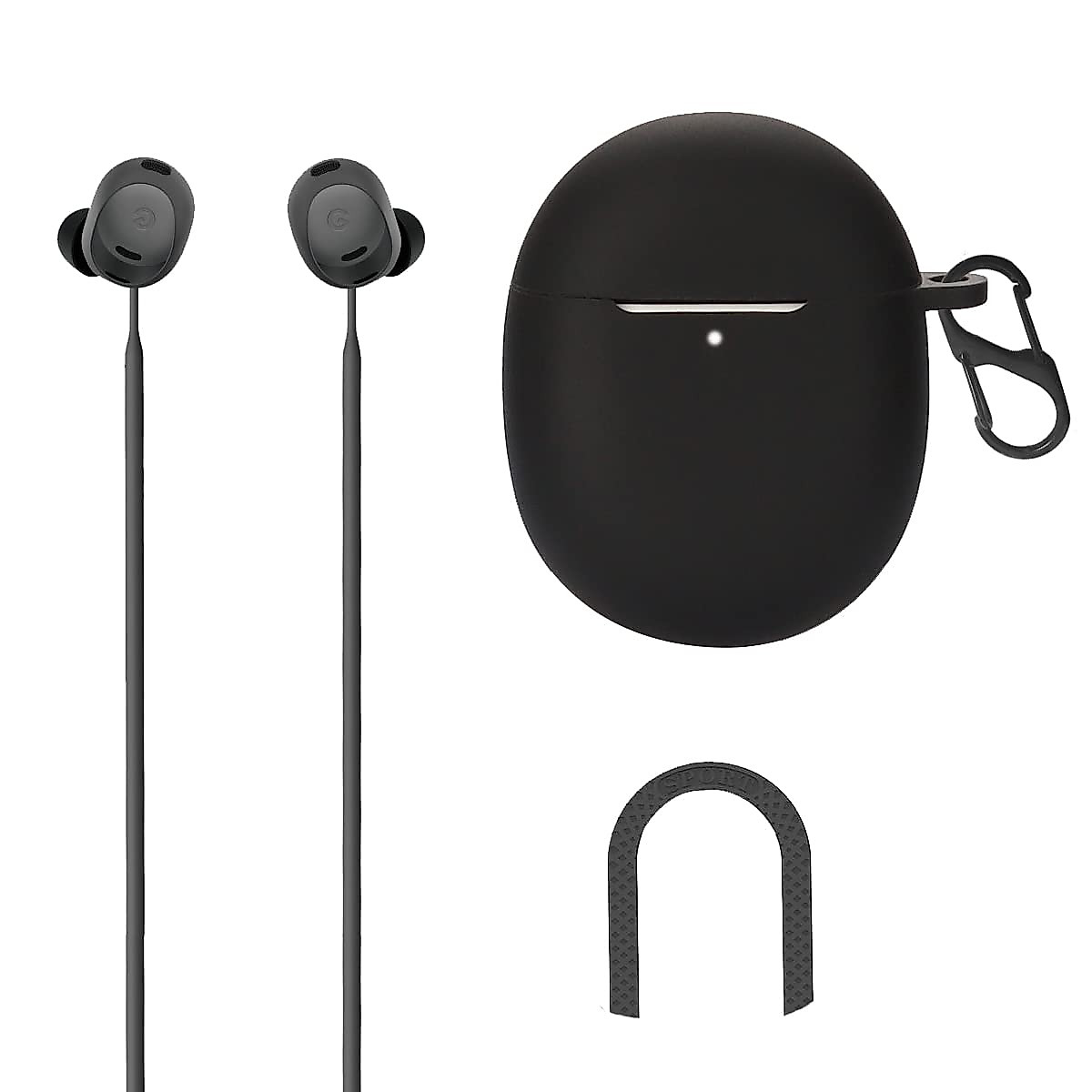 Luckvan Silicone Case for Google Pixel Buds Pro+Sport Anti-Lost Rope Replacement Ear Tips Pixel Buds Pro Earbuds, Black