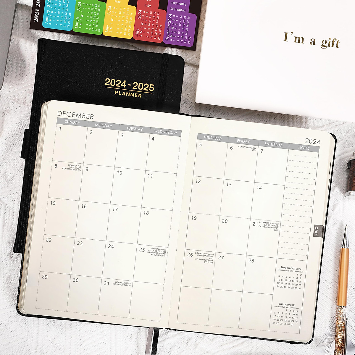 2023 Planner - 2023-2024 Weekly Monthly Planner, January 2023 - June 2024, 6.4'' x 8.5'' Calendar Planner 2023-2024 with Leather Cover, Pen Holder, Elastic Closure, 24 Ruled pages