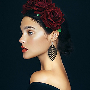 JOERICA 12 Pairs African Wood Earrings for Women Bohemian Wooden Drop Earrings Lightweight Statement Drop Earrings Set Ethnic Style