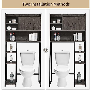 FLYZC Over The Toilet Storage Cabinet, Over Toilet Bathroom Organizer with Toilet Paper Holder Stand, Bathroom Storage Cabinet Over Toilet, Over Toilet Storage Shelf Rack for Bathroom Storage