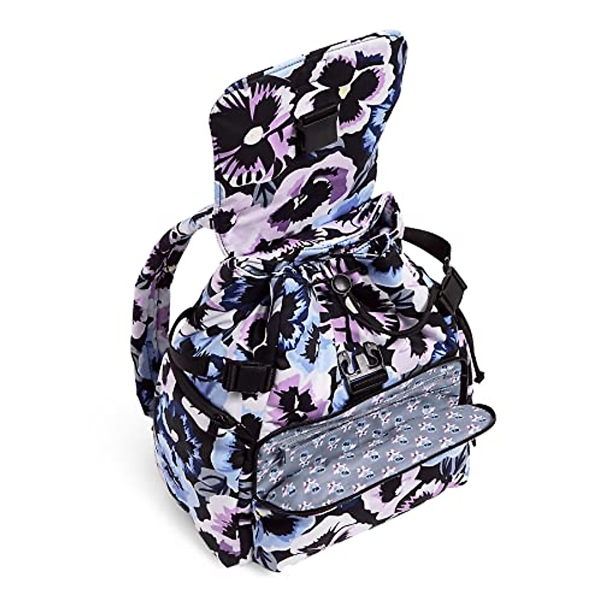 Vera Bradley Women's Cotton Utility Backpack, Plum Pansies - Recycled Cotton, One Size