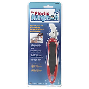 Charles Leonard Plastic Surgeon, Hard Plastic Package Opener with Surgical Steel Blades, Red and Black (44500)