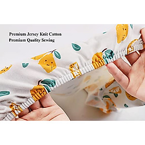 100% Jersey Knit Cotton Bassinet Sheet Set 2 Pack (33" x 19"), Ultra Soft Stretch Compatible with Mika Micky, Baby Delight, Dream On Me, Amke and Other Rectangle Mattress, Lemon and Strawberry
