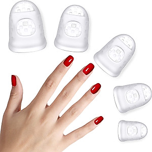 Frienda 40 Pieces Guitar Fingertip Protectors Silicone Finger Guards Anti-slip Finger Protection Covers Caps for Stringed Instruments Guitar Mandolin Bass Counting Sewing, 5 Sizes