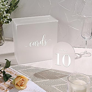 UNIQOOO Frosted Arch Wedding Table Numbers with Stands 1-15, 5x7 Acrylic Signs and Holders, Perfect for Centerpiece, Reception, Decoration, Party, Anniversary, Event