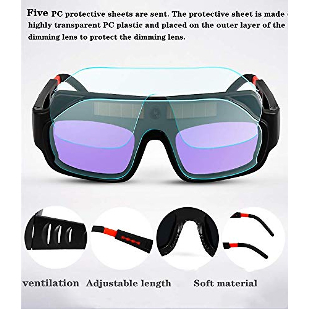 Welding Glasses True Color View -1/1/1/2 Optical Clarity Welding Goggle Protective Mask Solar Automatic Dimming Professional Eye Protection PC Glasses