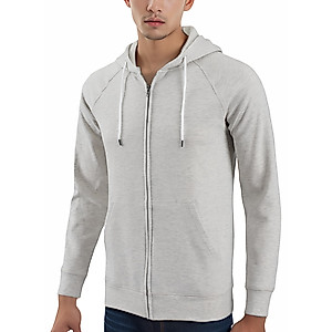 KNQR Men's Retro Athletic Workout Sports Full Zip Soft Fleece Running Hiking Sweatshirt Hoodie Heather Oatmeal XXL