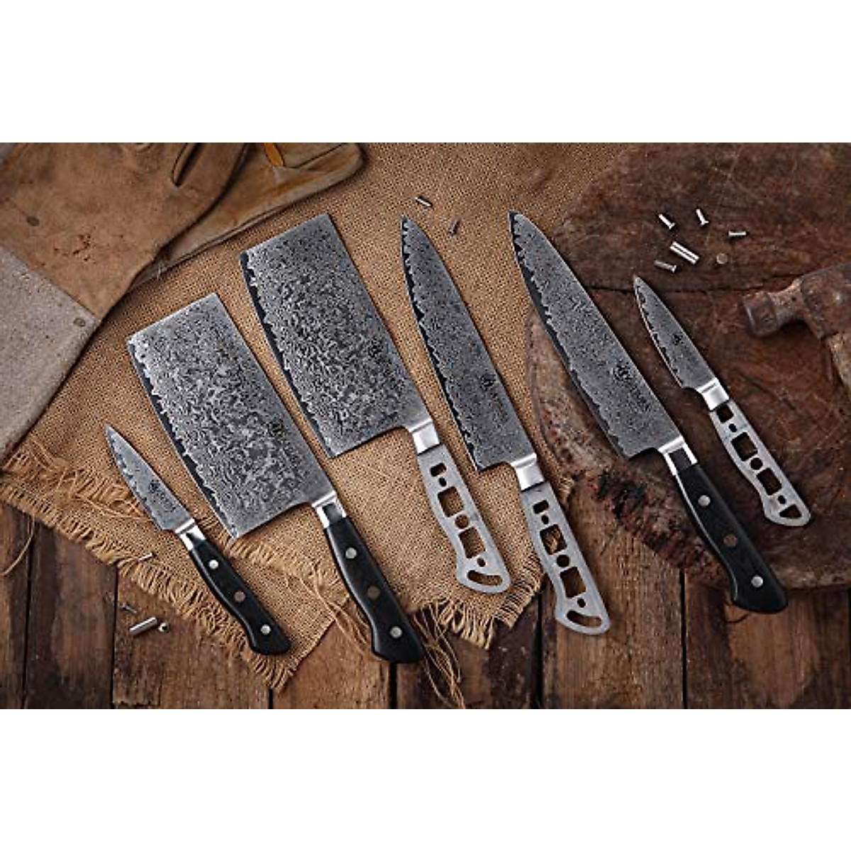 KATSURA Woodworking Project Kit – Santoku Knife Blank – 5 Inch – Japanese Premium AUS 10, 67 Layers Damascus Steel