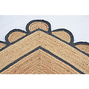 Gautam International Scallop Pattern Jute Bohemian Area Rug (2'x3', Navy)