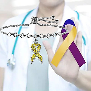 POTIY Yellow Awareness Ribbon Charm Bracelet Bone Cancer Awareness Jewelry Gift for Endometriosis Bladder Cancer (Bracelet)