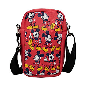 Disney Bag Crossbody Mickey Mouse Standing Poses Scattered Red Vegan Leather