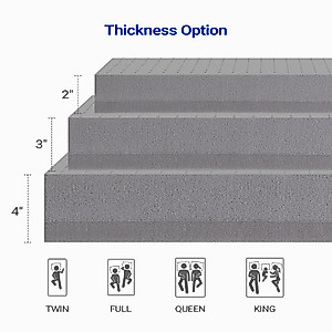 Maxzzz 3 Inch Memory Foam Mattress Topper King Size, Medium Firm Bamboo Bed Mattress Topper, Ventilated Mattress Pad CertiPUR-US Certified Plush