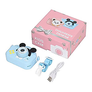 Kids Camera Multifunction Digital Camera Blue Mini Children Cute Cartoon HD Digital Camera Video Recorder with Lanyard