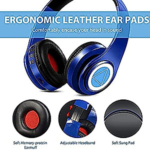 Nakano Miku Bluetooth Headphones, Hi-Fi Stereo Wireless Over Ear Headphones with Built-in Mic, The Quintessential Quintuplets Manga Cartoon Cosplay Prop for Family Leisure, Party, Travel - Blue