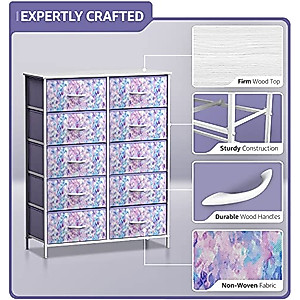 Sorbus Kids Dresser with 10 Drawers - Storage Unit Organizer Chest for Clothes - Bedroom, Kids Room, Nursery, & Closet - Steel Frame, Wood Top & Handles, and Easy Pull Fabric Bins