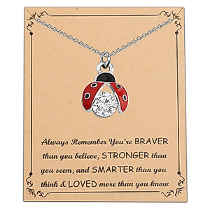 FUSTMW Ladybug Pendant Necklace Ladybug Gifts Jewelry Ladybug Necklace Charm Inspirational Gifts for Women (silver)