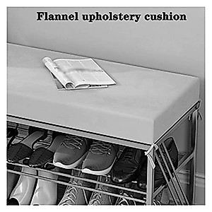 ALDEPO Shoe Cabinet Bench Shoe Rack with Storage Simple and Creative Wrought Iron Structure Shoe Changer Stool with Soft Cushion Shoe Rack Double Layer Bench Large Capacity