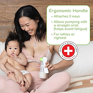 Ardo Amaryll Manual Breastpump, Designed & Manufactured in Switzerland, Includes 26 and 22mm Breast Shells. Portable Quiet Breast Pump. BPA Free Manual Pump for Gentle Pumping. Easy to Use, Hand Pump