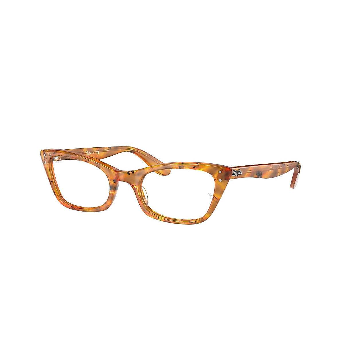 Ray-Ban Women's RX5499 Lady Burbank Cat Eye Prescription Eyewear Frames, Amber Tortoise/Demo Lens, 49 mm