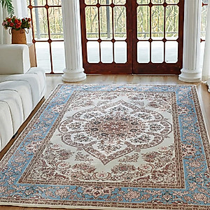 XYORAINN Area Rug Living Room Rugs - 8x10 Abstract Rug Large Rugs for Living Room Dining Room Ultra-Thin, Non-Slip Modern Bedroom Rug Large Carpet Non-Shedding Accent Rug for Office Classroom(Blue)