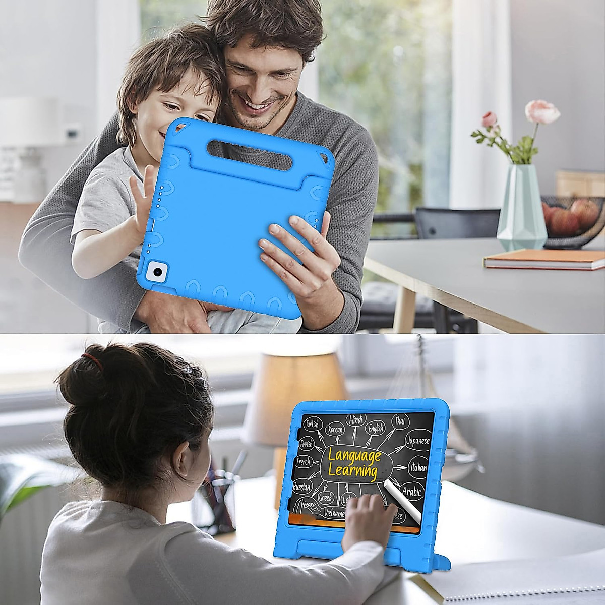 BMOUO Kids Case for iPad Air 5th/4th Generation (10.9 inch,2022/2020), iPad Air 5/4 Case with Screen Protector, Shockproof Protective Kids Case with Handle Stand for iPad Air 4/5 Gen, Blue