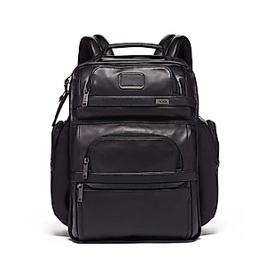 TUMI - Alpha 3 Leather Brief Pack - 15 Inch Computer Backpack for Men and Women - Black