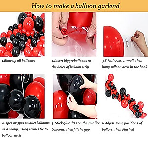 Red Black Balloon Arch Garland Kit-120pcs Red Black Balloons Setup for Baby Shower, Bridal Shower, Birthday Party, Celebrations, Aniversary