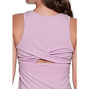 RBX Active Women's Tank Top Body Skimming Athletic Fit Tee for Running, Yoga, Casual Wear Breathable Sleeveless Workout Top Super Soft Ventilated Back Keyhole Airy Tank Knot Light Purple S