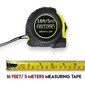 Astorn Metric Tape Measure 16ft/5M Retractable - Clear, Easy to Read Measuring Tape for Adults & Kids - Cinta Metrica Profesional Measurement Tape for Contractors & DIY