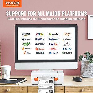 VEVOR Thermal Label Printer, Shipping Label Printer for Width of 1.57" - 4.25" Labels, w/Japanese Rohm Printer Head & Auto Label Recognition, Compatible w/USPS, Amazon, Ebay, Etsy, UPS,etc