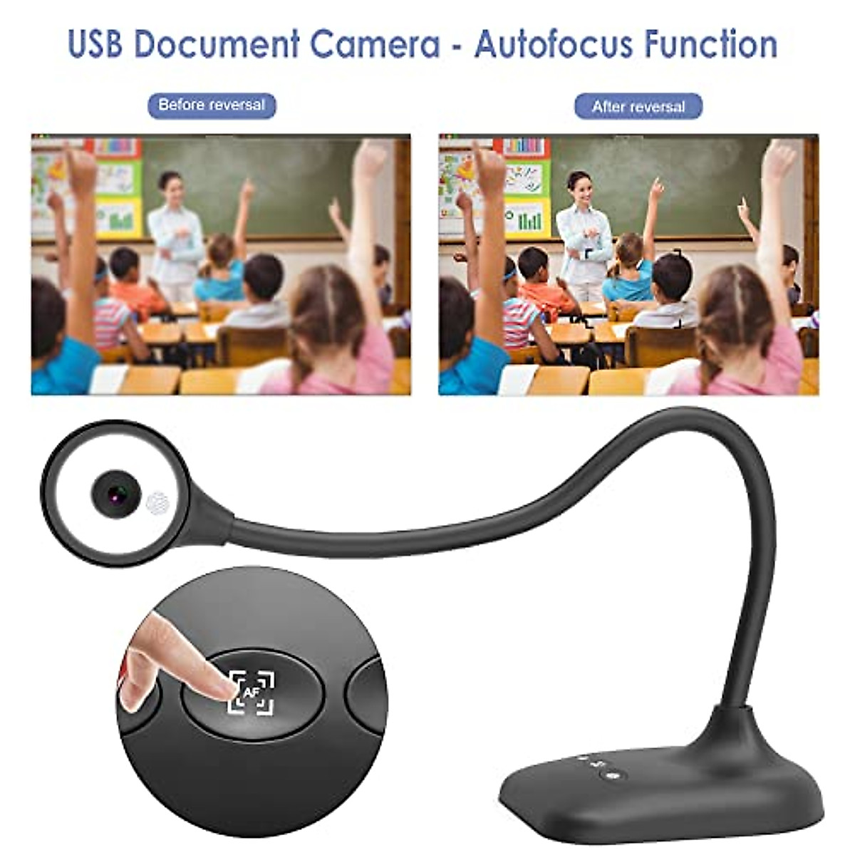 PAKOTOO USB Document Camera for Teachers, Webcam/Doc Camera for Classroom with A3 Format, 3-Level LED Lights, Image Invert, Fold, Dual mic for Mac OS, Windows, Zoom, OBS Work with Distance Learning